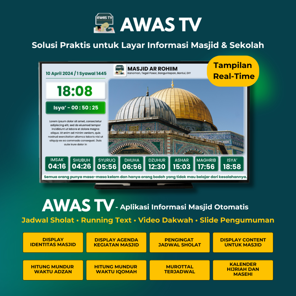 Jual Paket Android TV Awas TV Software Aplikasi Waktu Shalat TV Masjid ...