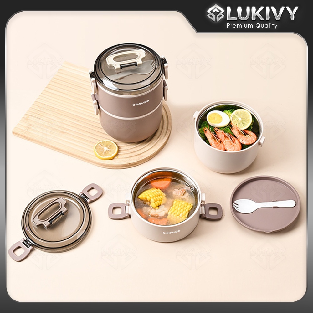 Jual Lunch Box Model Bulat 2 Susun Rantang Wadah Bekal Makan Anak ...