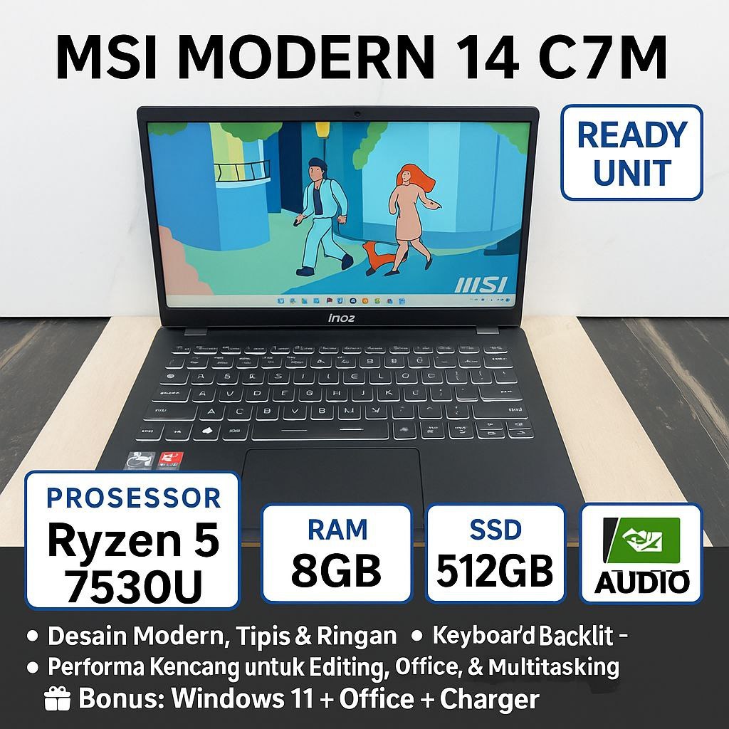 Jual MSI Modern 14 AMD Ryzen 5 7530U RAM 8 GB SSD 512 GB Laptop ...