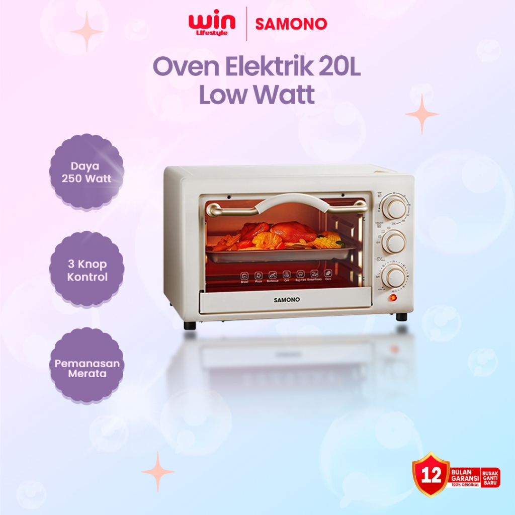 Jual SAMONO Oven Listrik Low Watt 20 Liter Elektrik 3 Knob Control Api ...
