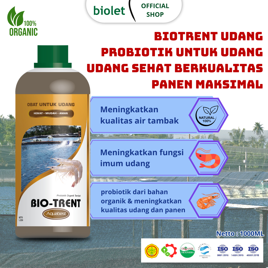 Jual BIOTRENT Probiotik Organik Tambak Udang / Meningkatkan Fungsi Imun ...