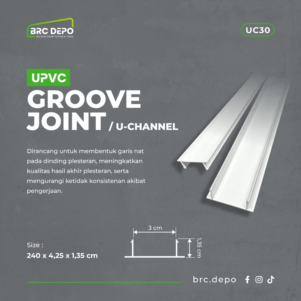 Jual Groove Joint / U-Channel UPVC UC30 – BRC Depo | Shopee Indonesia