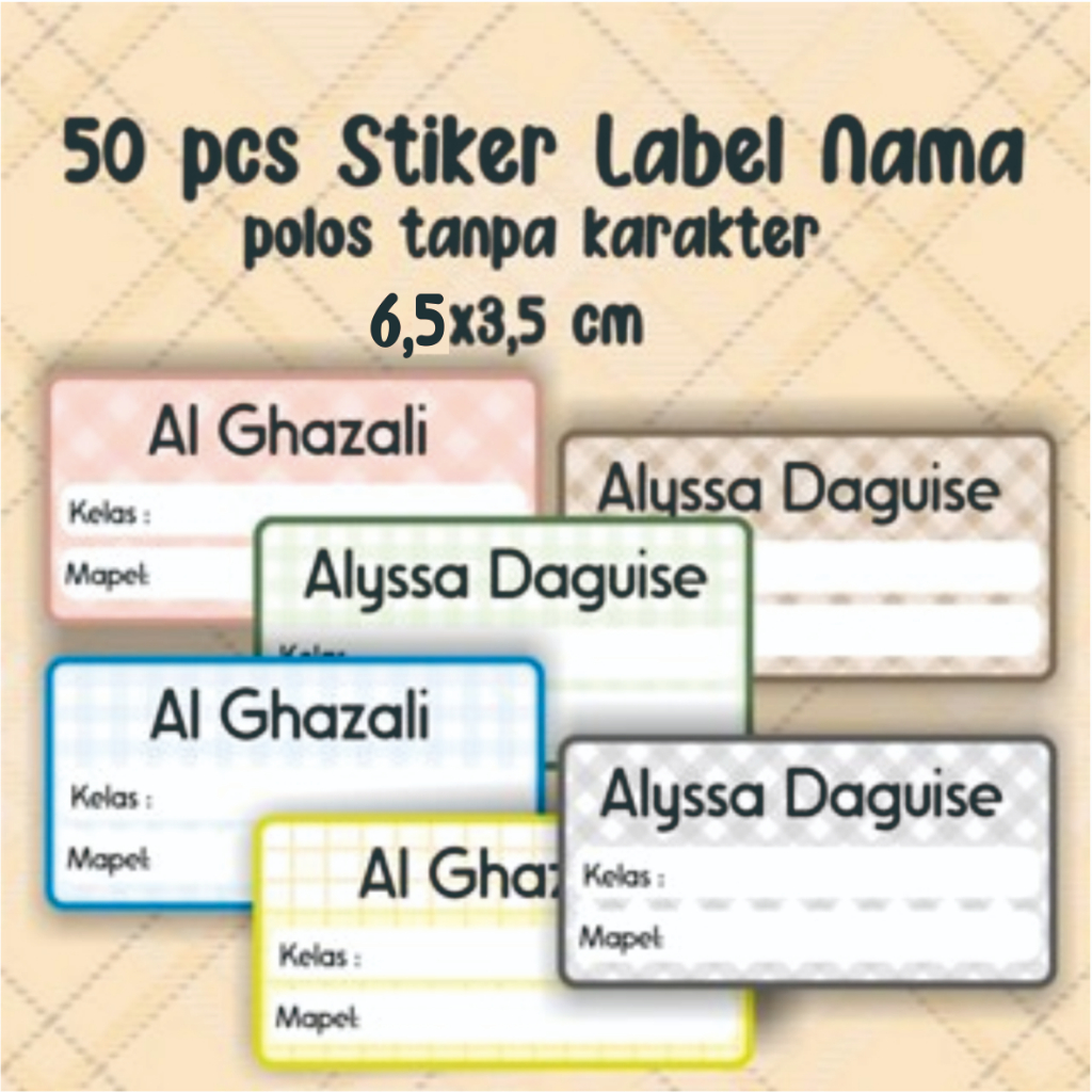 Jual 50 pcs 7x3,5 cm Stiker label nama waterproof glossy, custom nama ...