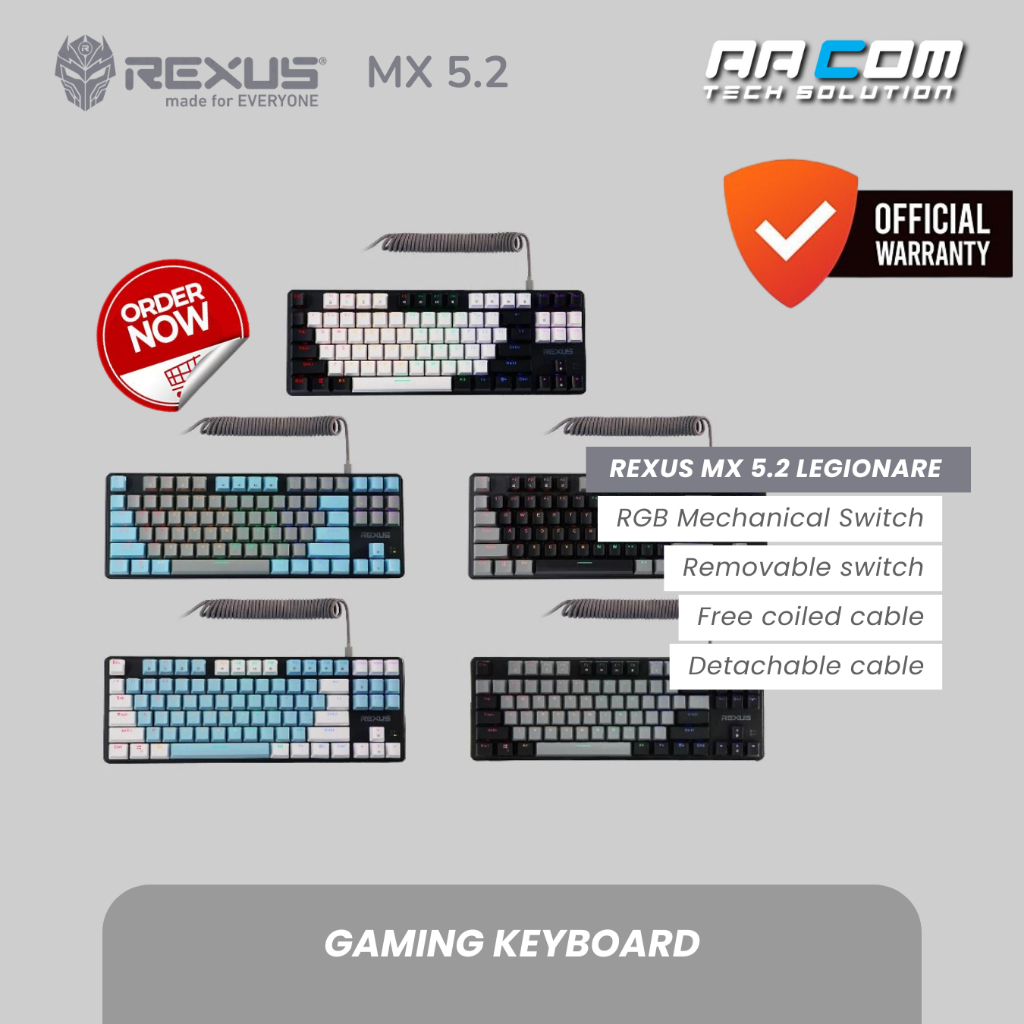 Jual REXUS MX5.2 LEGIONARE MECHANICAL GAMING KEYBOARD MX 5.2 | Shopee ...