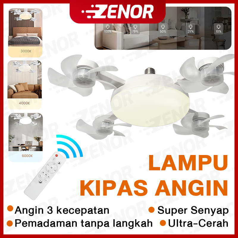 Jual Lampu kipas drone E27, lampu gantung kipas langit-langit terintegrasi dengan peredupan 4 ...