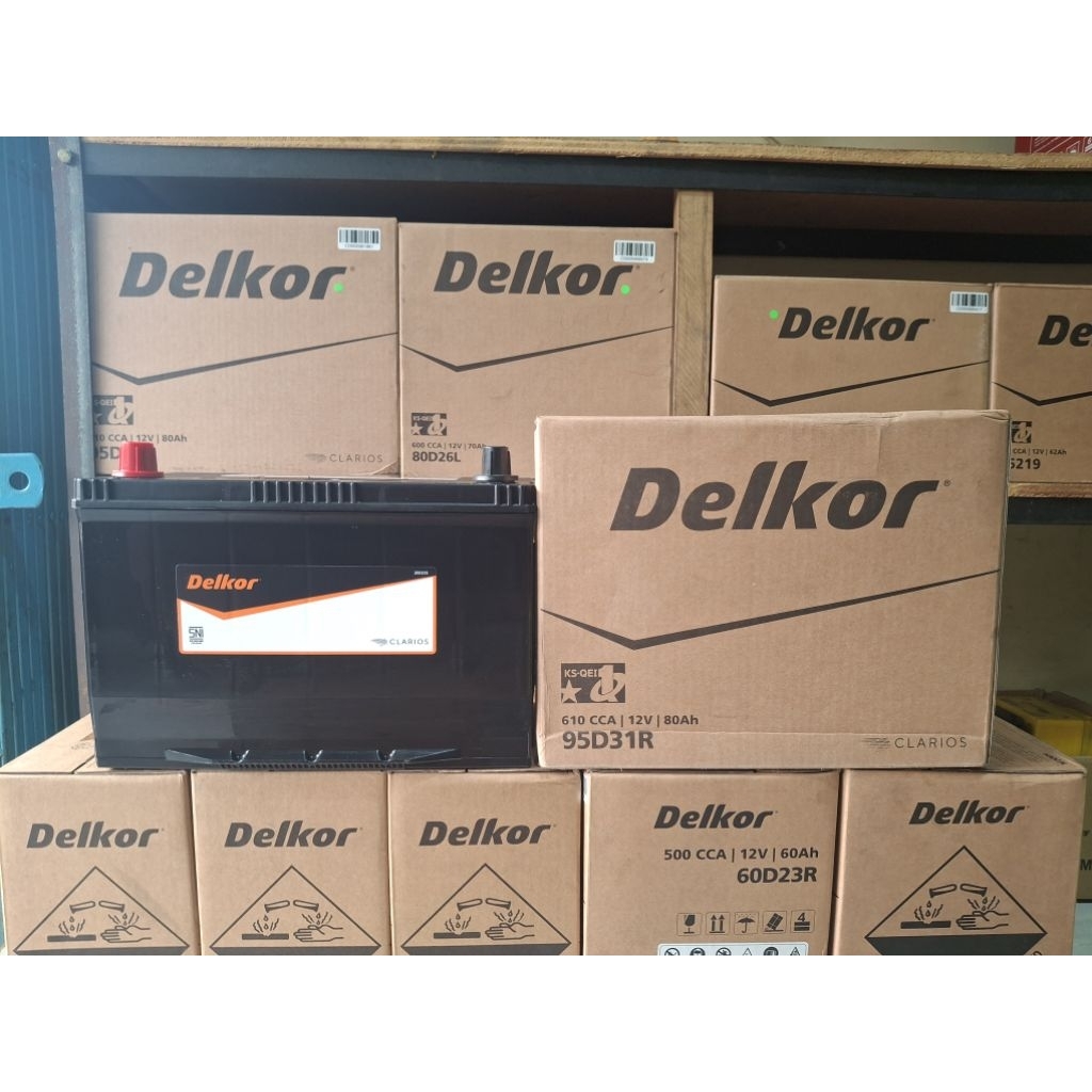 Jual AKI FORKLIP / GENSET. DELKOR 95D31R 12V-80 AH. | Shopee Indonesia