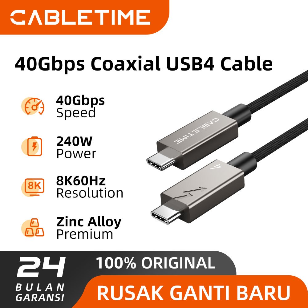 Jual CABLETIME Kabel Data USB 4 8K PD 100W 240W High Speed Data Transfer Prime Series | Shopee ...