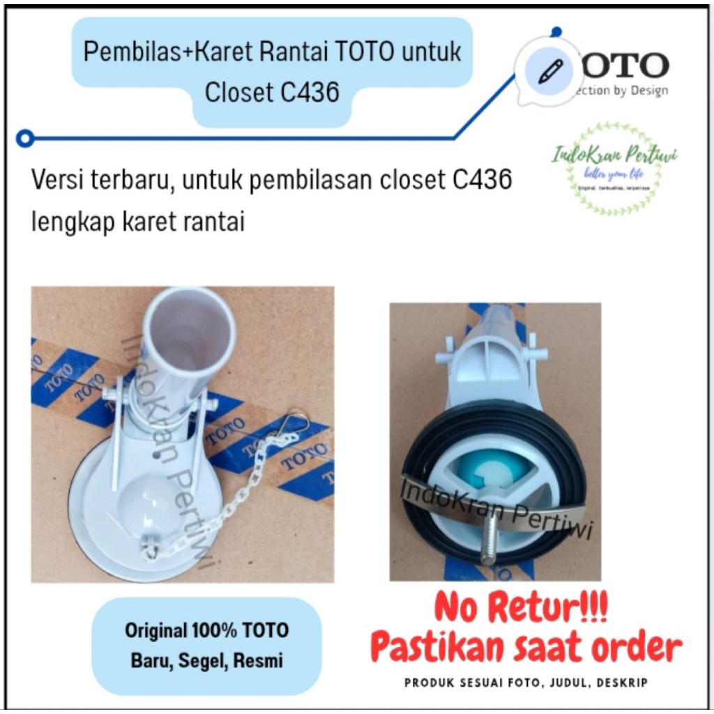 Jual Pembilas + Karet Rantai TOTO untuk Closet C436/ Flush Valve TOTO ...