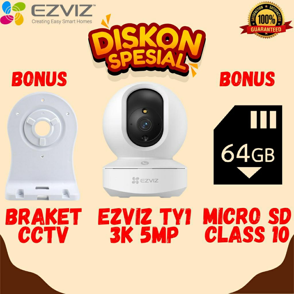Jual [PROMO] CCTV EZVIZ TY1 Pro 5MP 3K Smart Home Camera + Bonus ...