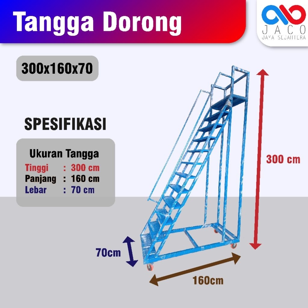 Jual Tangga Dorong Gudang uk T300cm x P 180cm x L 80cm | Shopee Indonesia