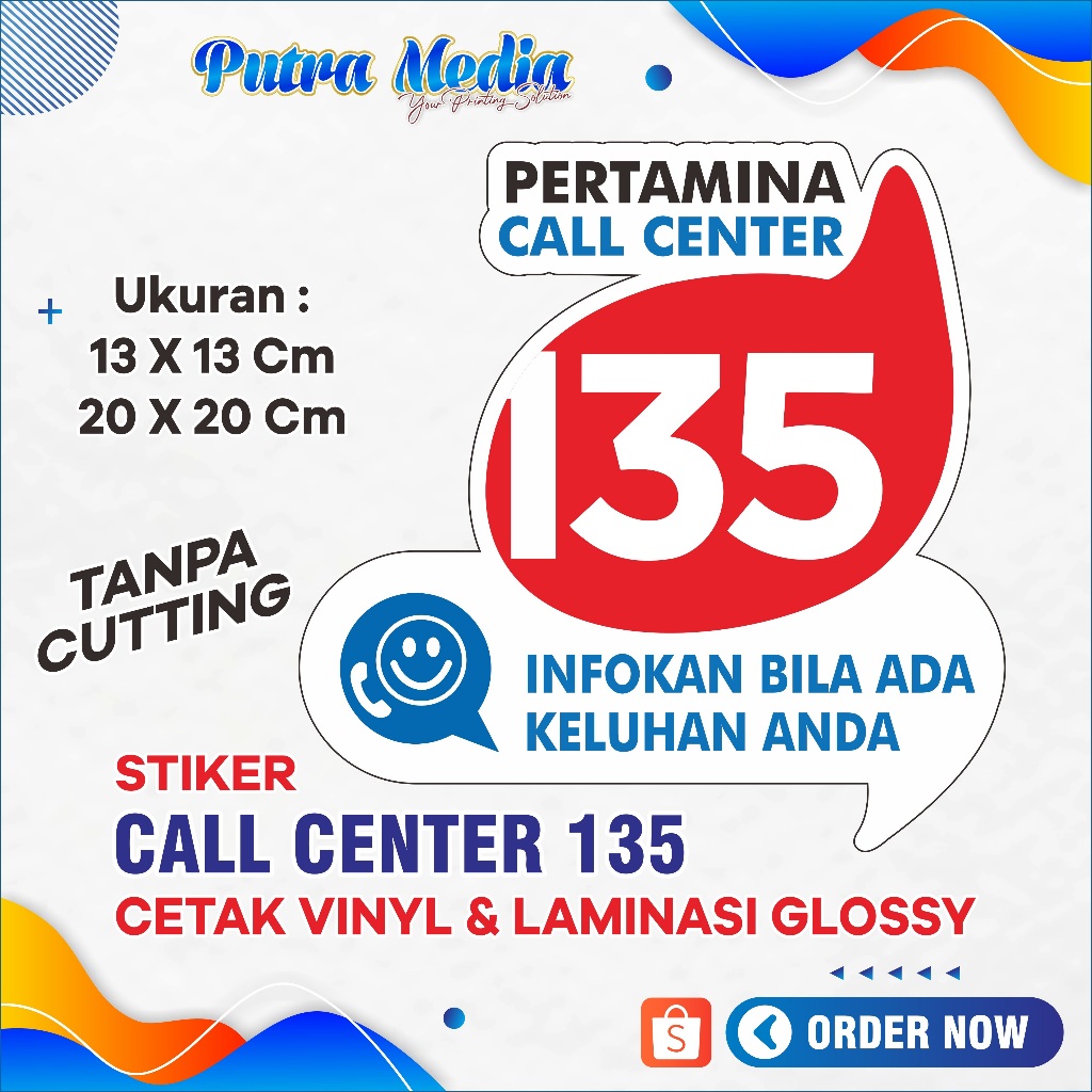 Jual Stiker Call Center 135 Pertamina SPBU Vinyl Laminasi Glossy ...
