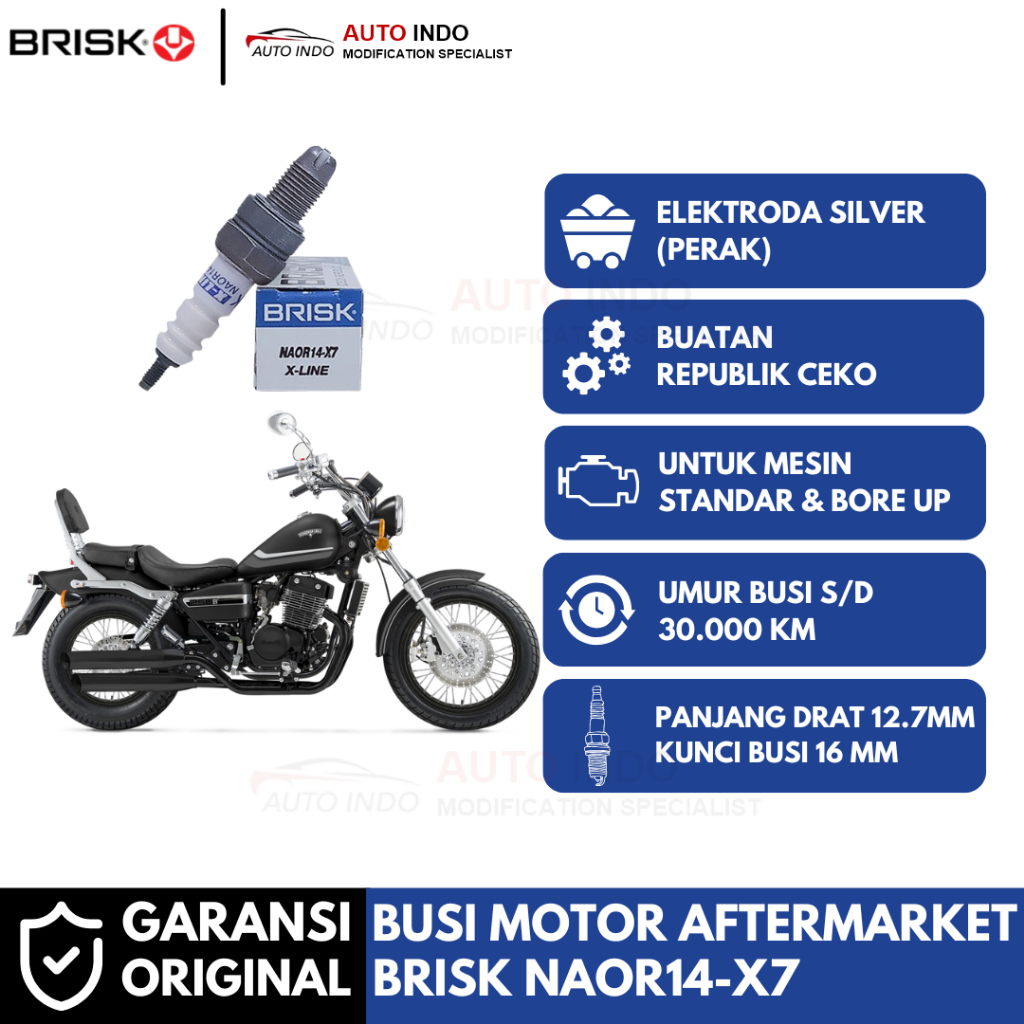 Jual Busi Motor Brisk X-line Racing NAOR14-X7 untuk Benelli Patagonian ...