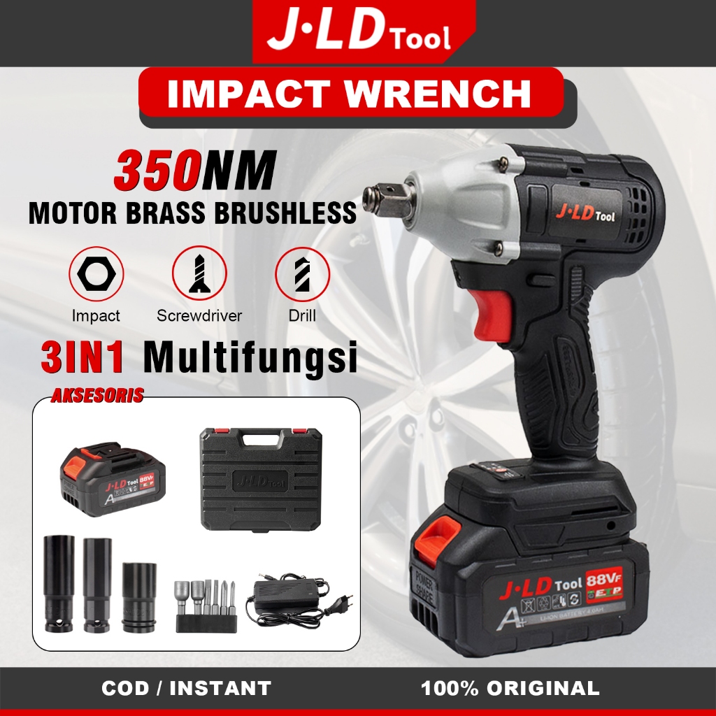 Jual JLD 48S Hanya Mesin Impact Wrench Cordless 350N.m Brushless Impact ...