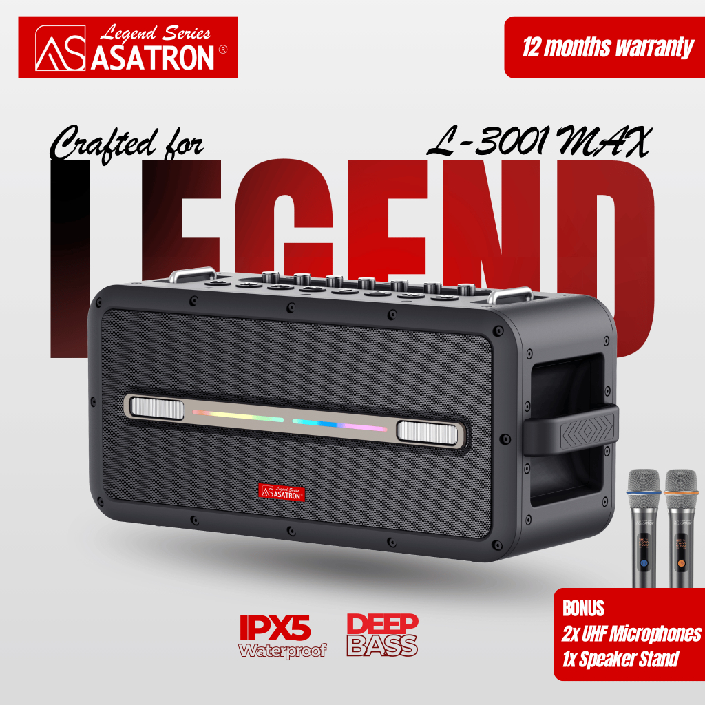 Jual Asatron Legend L-3001 MAX Bluetooth Party Speaker, Deep Bass, IPX5 ...