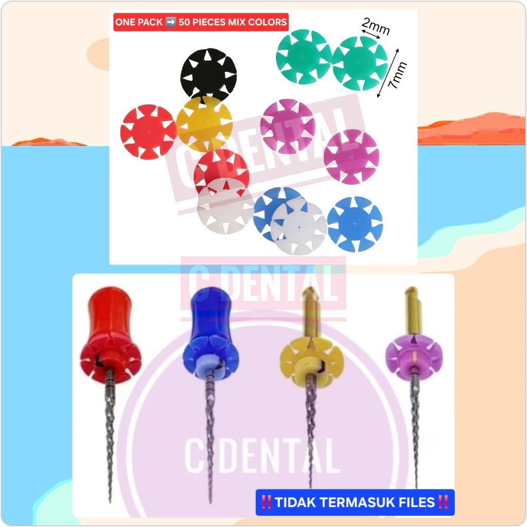 Jual [50 Pcs] Dental Endo Rubber Stop Working Length Marker Manual ...