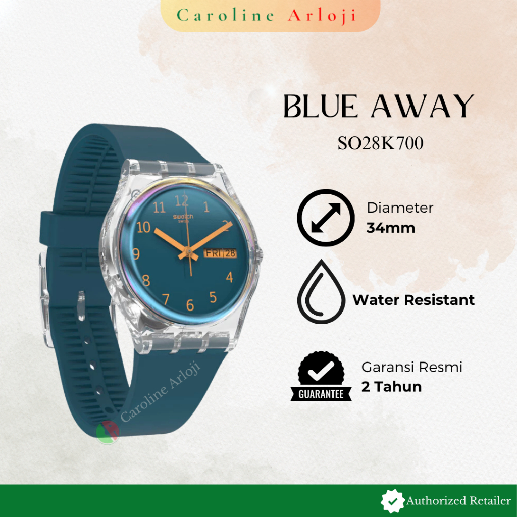 Jual Jam Tangan Wanita Swatch Blue Away SO28K700 Original Garansi Resmi ...