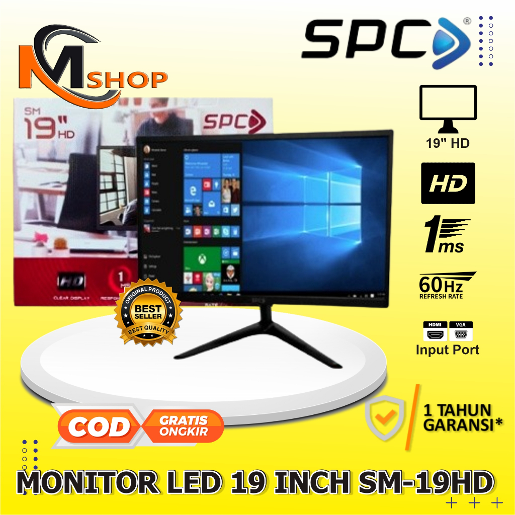 Jual Monitor LED 19" Inch SPC HDMI & VGA FULL HD Garansi Resmi 1 Tahun | Shopee Indonesia