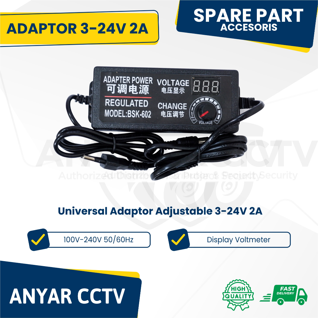 Jual Adjustable Adaptor 3-24V DC 2A | Power Supply Display Voltmeter | Shopee Indonesia