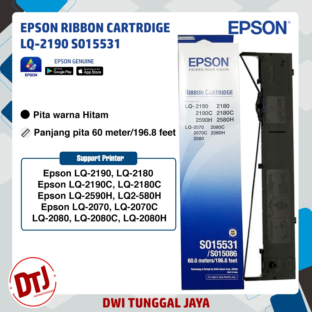 Jual Epson Ribbon Cartridge LQ-2190 / LQ-2180 Original (S015531/S015086 ...