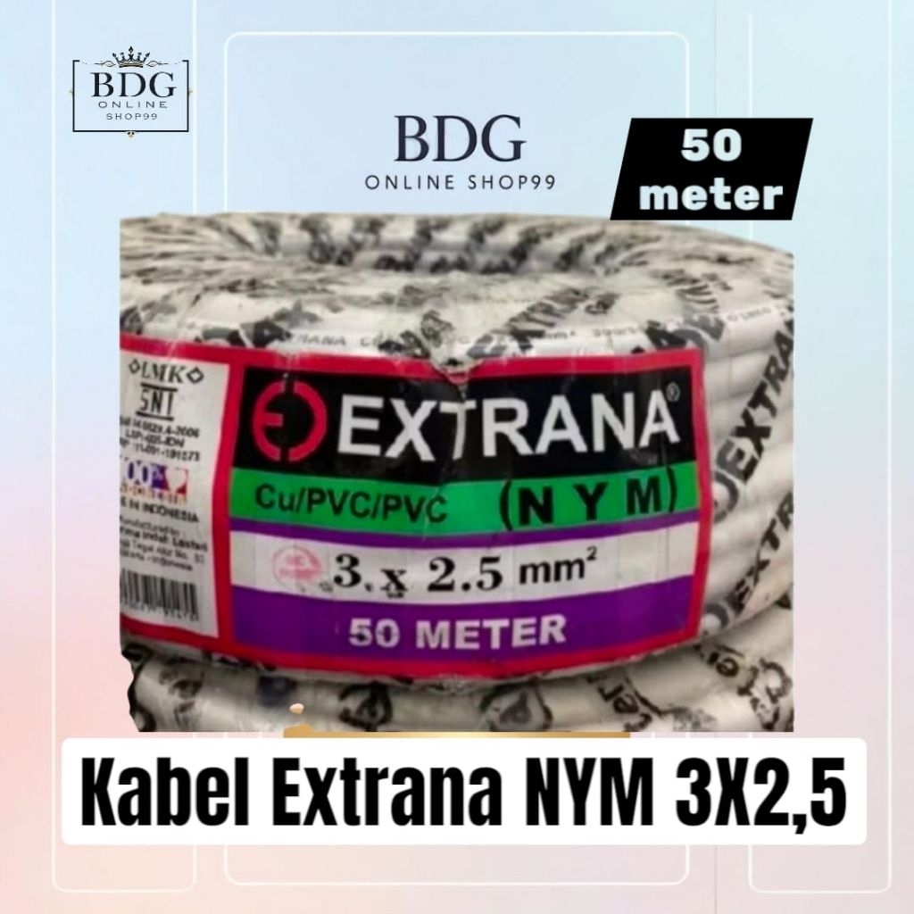 Jual Kabel NYM Extrana tunggal 3x2,5mm putih (1 roll 50meter) /Extrana ...