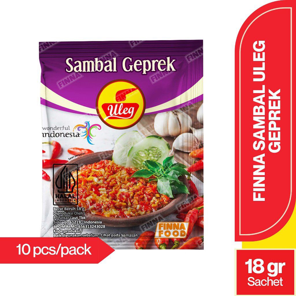 Jual Finna Sambal Uleg Geprek 18gr – Isi 10 Sachet / Sambel Ayam Geprek ...