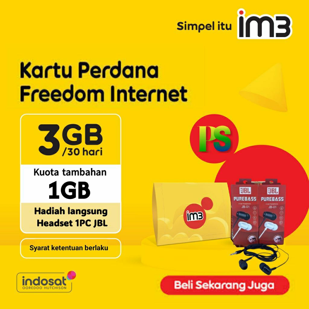 Jual Kartu Perdana Indosat Freedom Internet 3GB/30 hari Nasional ...