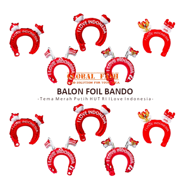 Jual isi 50 Balon foil Bando Merah Putih / Balon Bando Dirgahayu Ri I ...