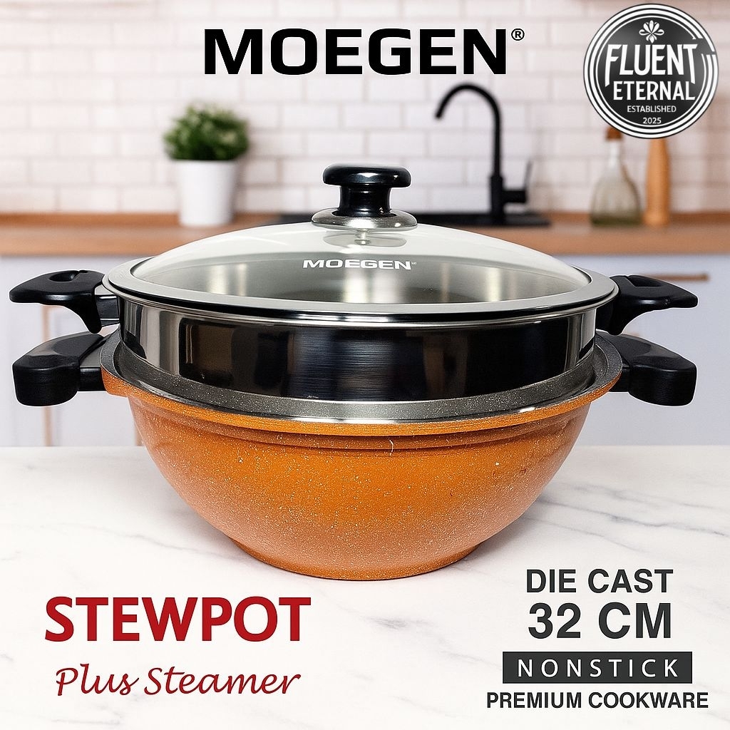 Jual MOEGEN Stewpot 32cm Granite Series Anti Lengket Plus Steamer ...