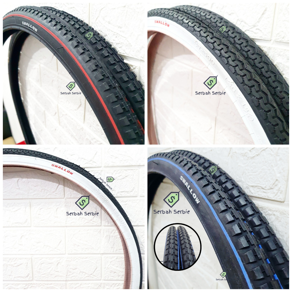 Jual BAN LUAR SEPEDA 26X1 3/8 SWALLOW 590 26 X 1 3 per 8 ⅜ HITAM PUTIH ...