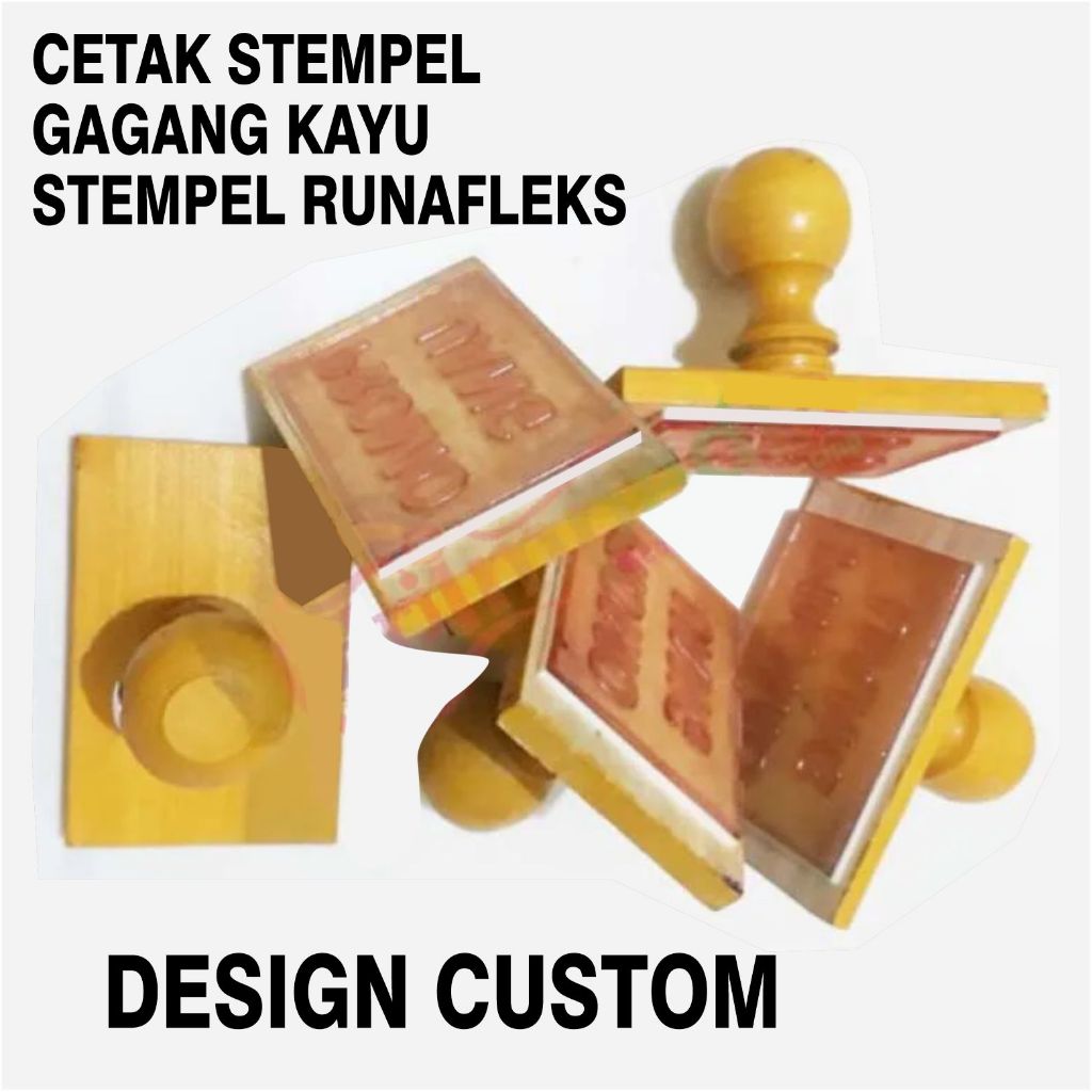 Jual Stempel Biasa Runaflek Gagang Kayu Custom Design | Shopee Indonesia