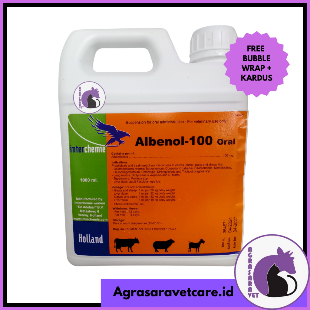 Jual Albenol-100 Oral 1000 ml 1L Obat Cacing Albenol ORAL 1 liter ...