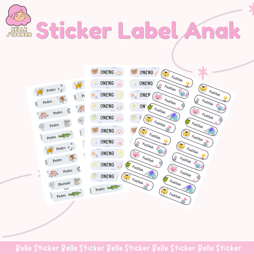 Jual Stiker Label Nama Anak Bisa Custom Sticker Nama Karakter Label ...