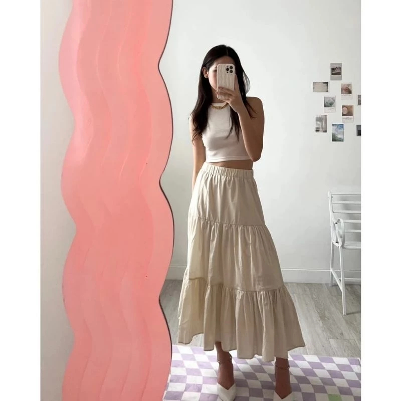 Jual ROK CANDA 3 SUSUN PREMIUM ROK RUFFLE SKIRT CRINGKLE AIRFLOW ...