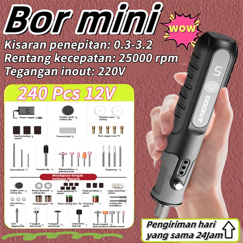Jual 【25000 RPM】Bor Mini Listrik Mesin Gerinda Mini Listrik 28W/12V ...