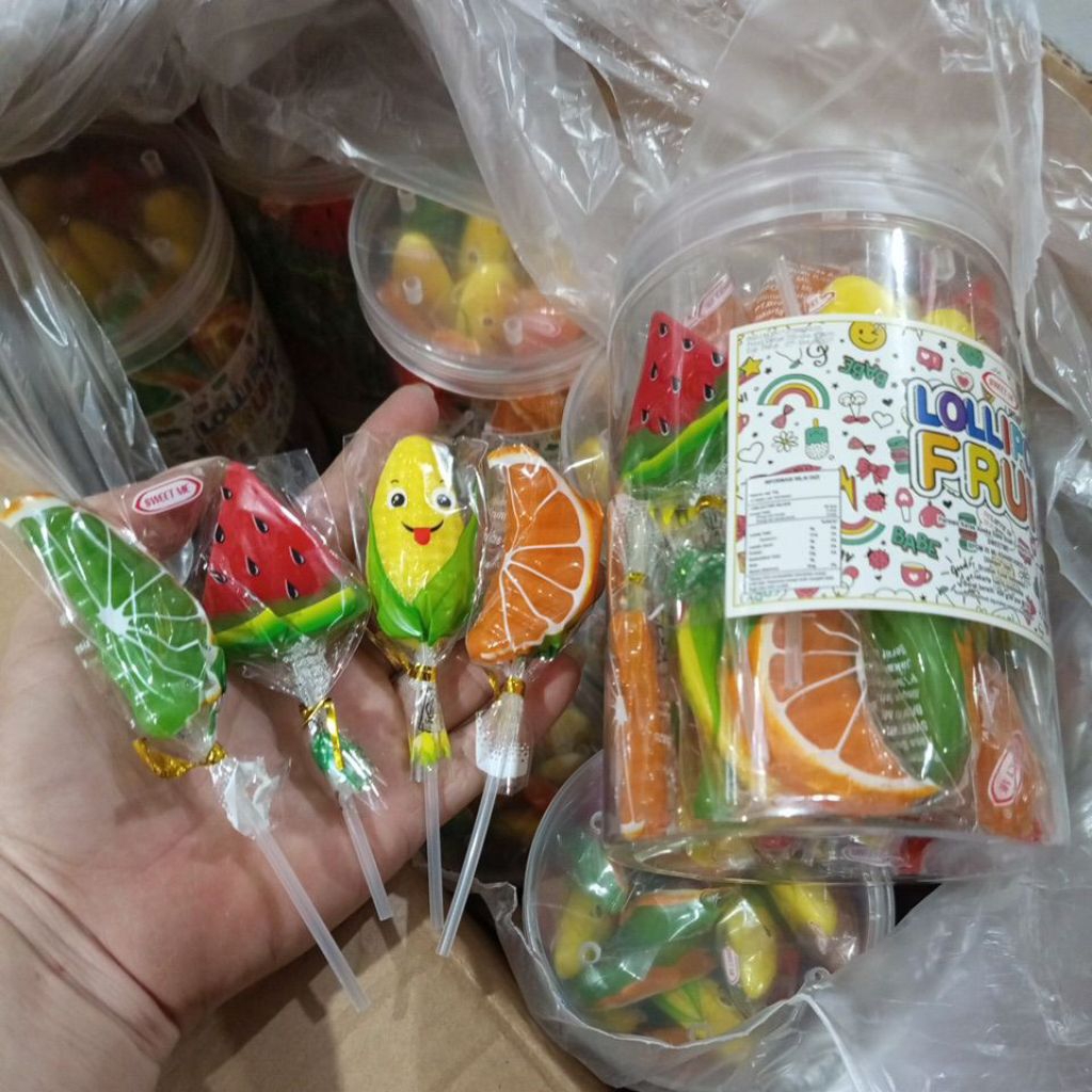 Jual PERMEN FRUIT CANDY BUAH-BUAHAN 1 toples 30 pcs | Shopee Indonesia
