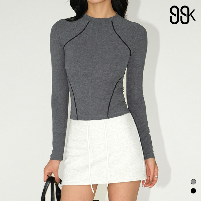 Jual 99kOUTLET Women Long Sleeve Top Contrast Crew Neck Plain 3349 (S/M ...