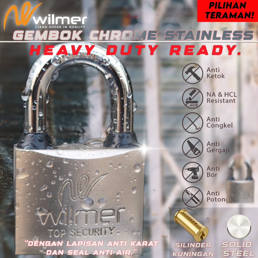 Jual GEMBOK CHROME ANTI AIR, BAJA PREMIUM 70MM,+ SEAL KARET, SUPER ...