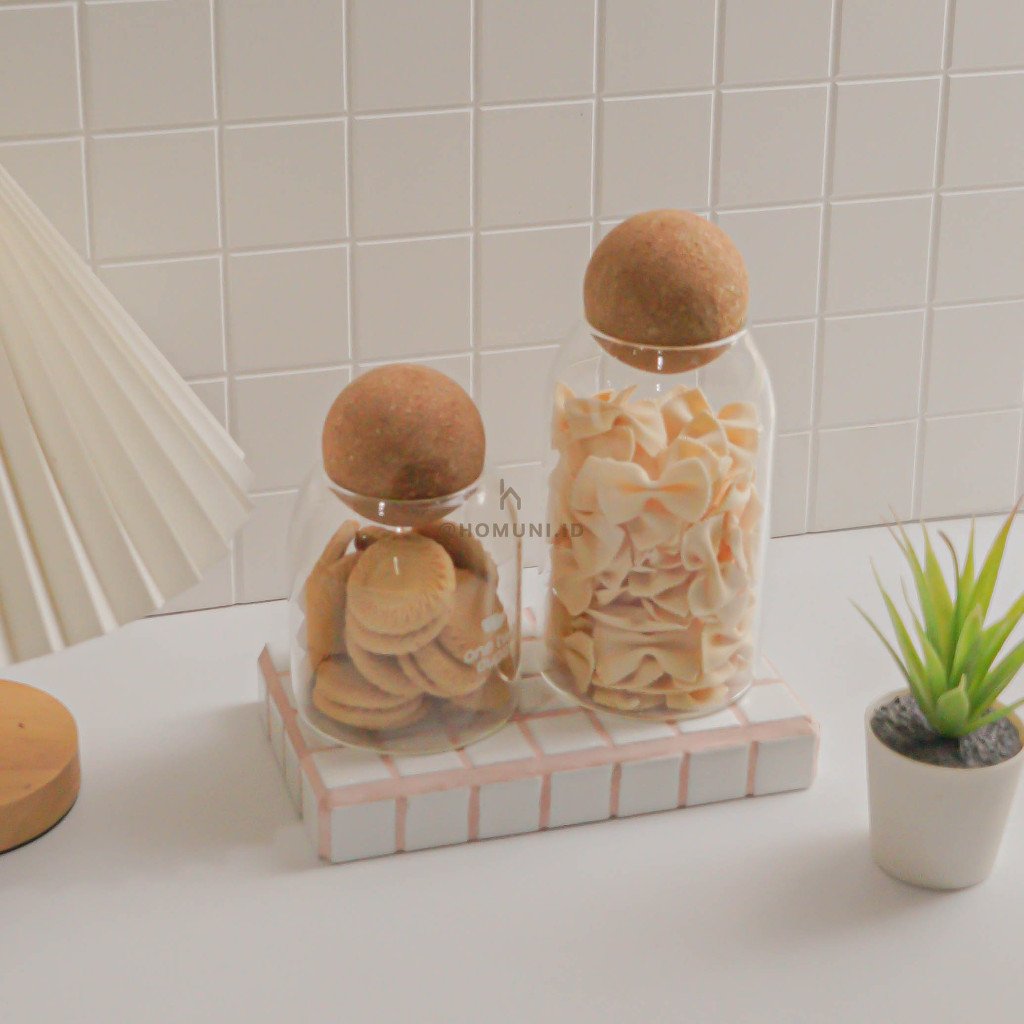 Jual Toples Botol Kaca Yeri jar storage dengan tutup bola gabus/ Tempat ...