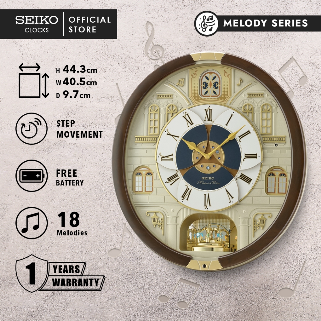 Jual Jam Dinding Seiko Melody in Motion Brown QXM371B Original (18 ...