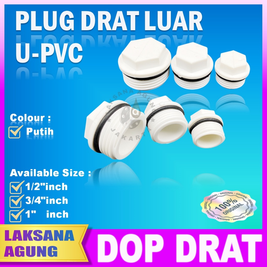 Jual Plug Pvc 3/4" inch Dop Drat Luar pvc 3/4" Tutup Pvc 3/4 Dop pipa ...