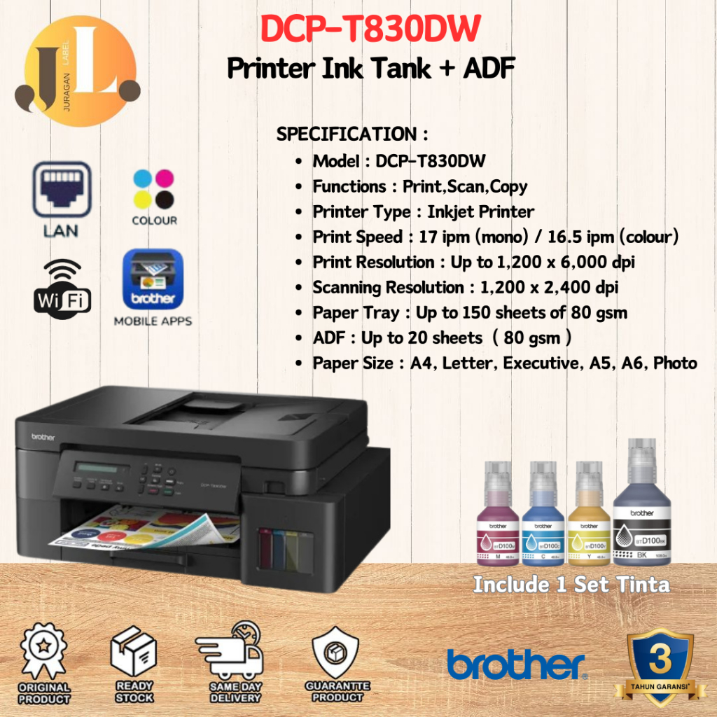Jual Printer BROTHER DCP-T830DW Printer Ink Tank All-In-One A4 Colour ...