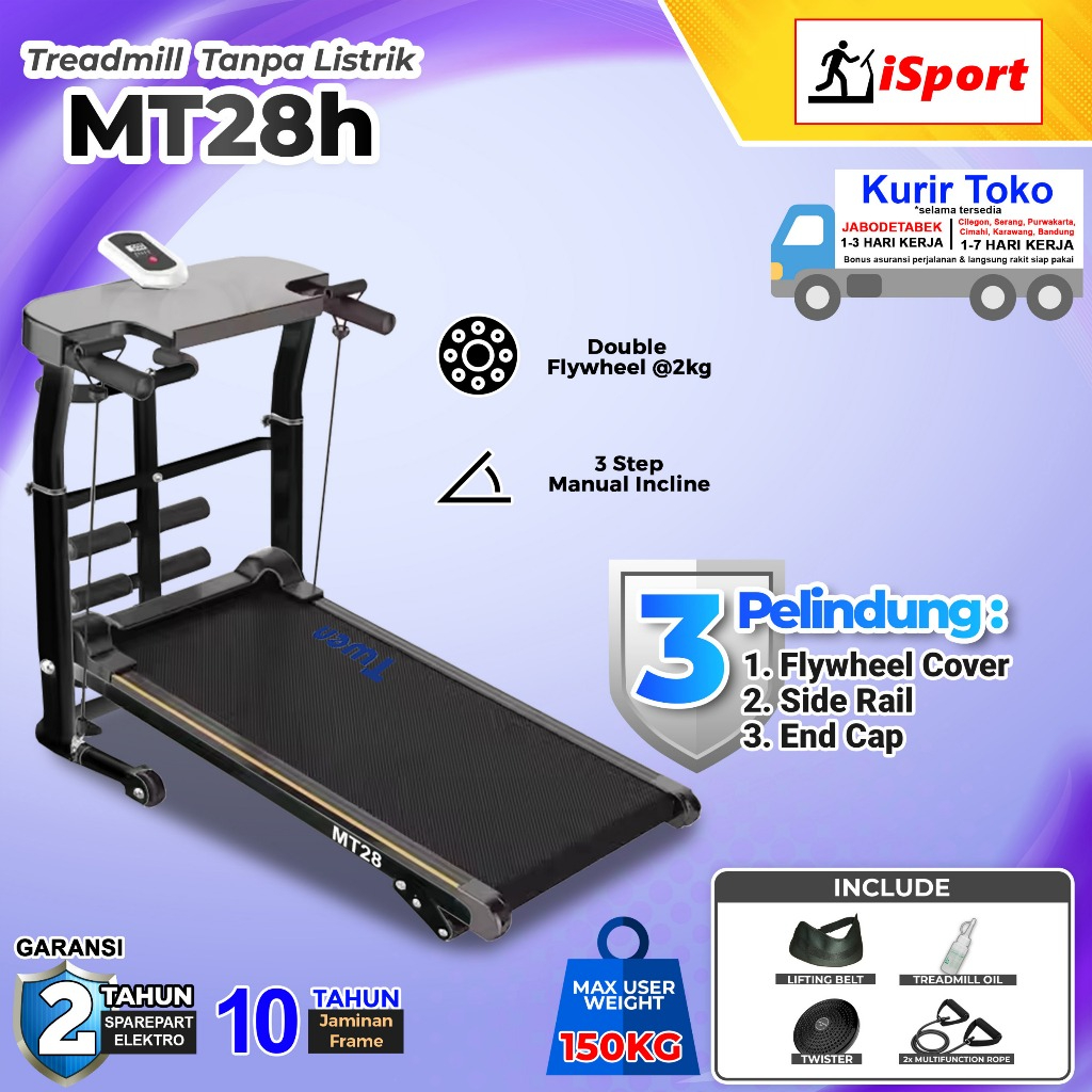 Jual TWEN MT21 MT28 MT31 MT38 Treadmill Tanpa Listrik Treadmill Manual ...