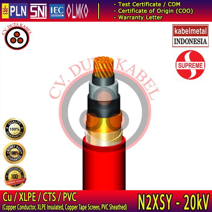 Jual Kabel Listrik N2XSY 1x400 mm2 12/20 (24)kV SUPREME / KABELMETAL ...
