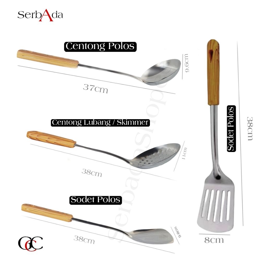 Jual Sodet Centong Panjang Stainless Gagang Kayu Panjang 37-38Cm ...