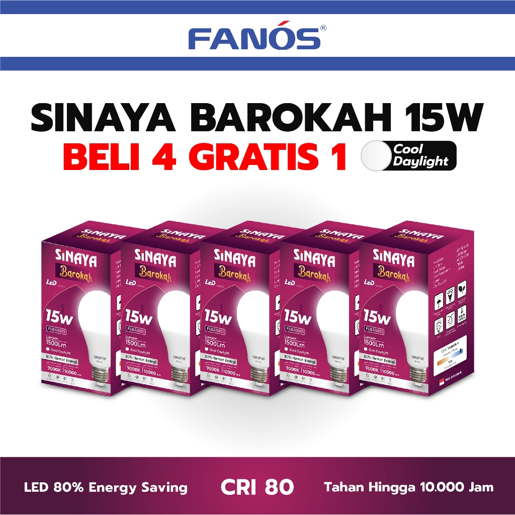 Jual Sinaya Barokah 15W [Beli 4 Gratis 1] Lampu LED Bohlam Cahaya Putih | Shopee Indonesia