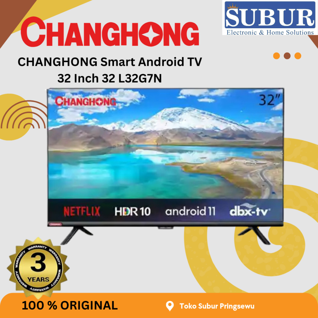 Jual CHANGHONG Smart Android TV 32 Inch HD HDR Digital DVB-T2 WiFi L32G7N | Shopee Indonesia