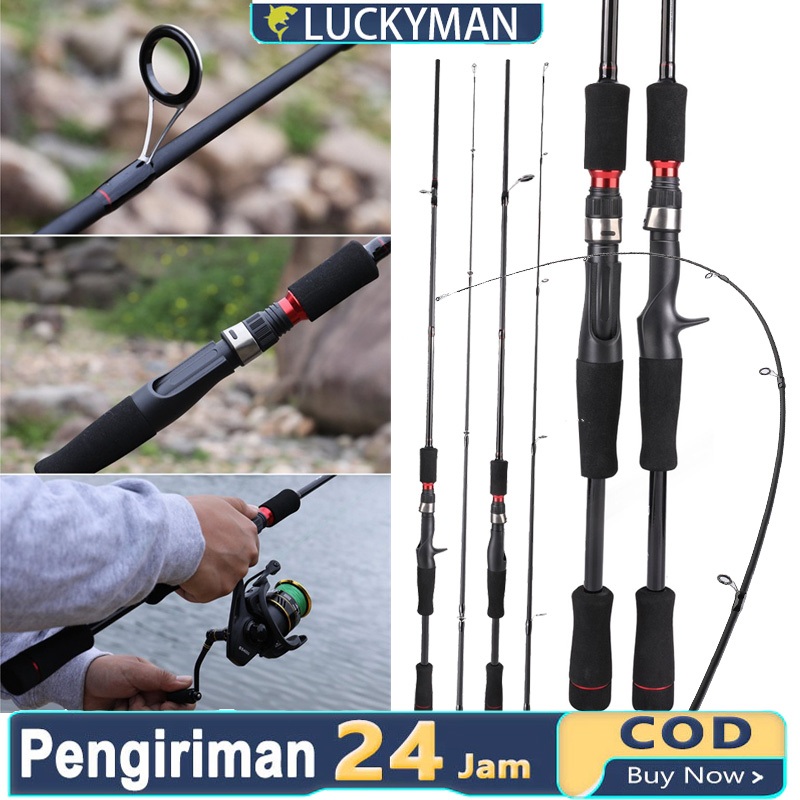 Jual LUCKY MAN 2 Bagian 1.8M 2.1M Spinning Casting Fishing Rod Fiber Carbon Fishing Pole Fishing ...
