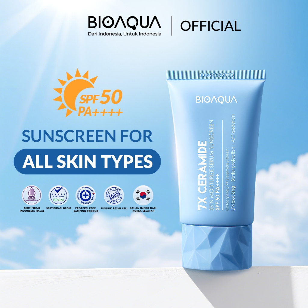 Jual BIOAQUA 7X Ceramide Sunblock Wajah Sunscreen SPF 50 PA++++ 40ml ...