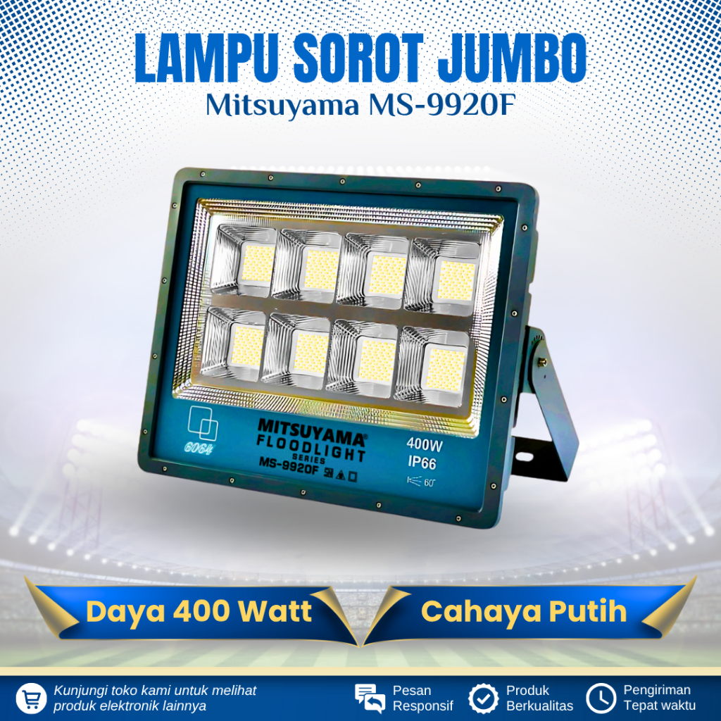 Jual LAMPU SOROT LED 400 WATT IP66 MITSUYAMA MS-9920F FLOODLIGHT LAMPU SOROT LAPANGAN/TAMAN ...