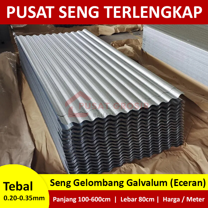 Jual Seng Gelombang Galvalum 0.20 0.25 0.30 0.35 Lebar 80cm Silver ...